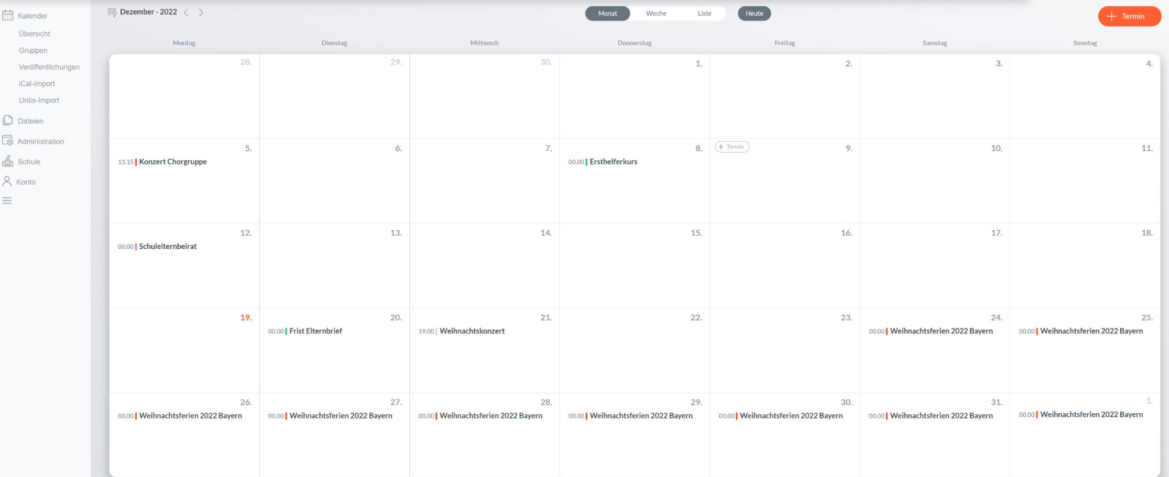 Die verschiedenen Kalenderansichten – Hilfe Center